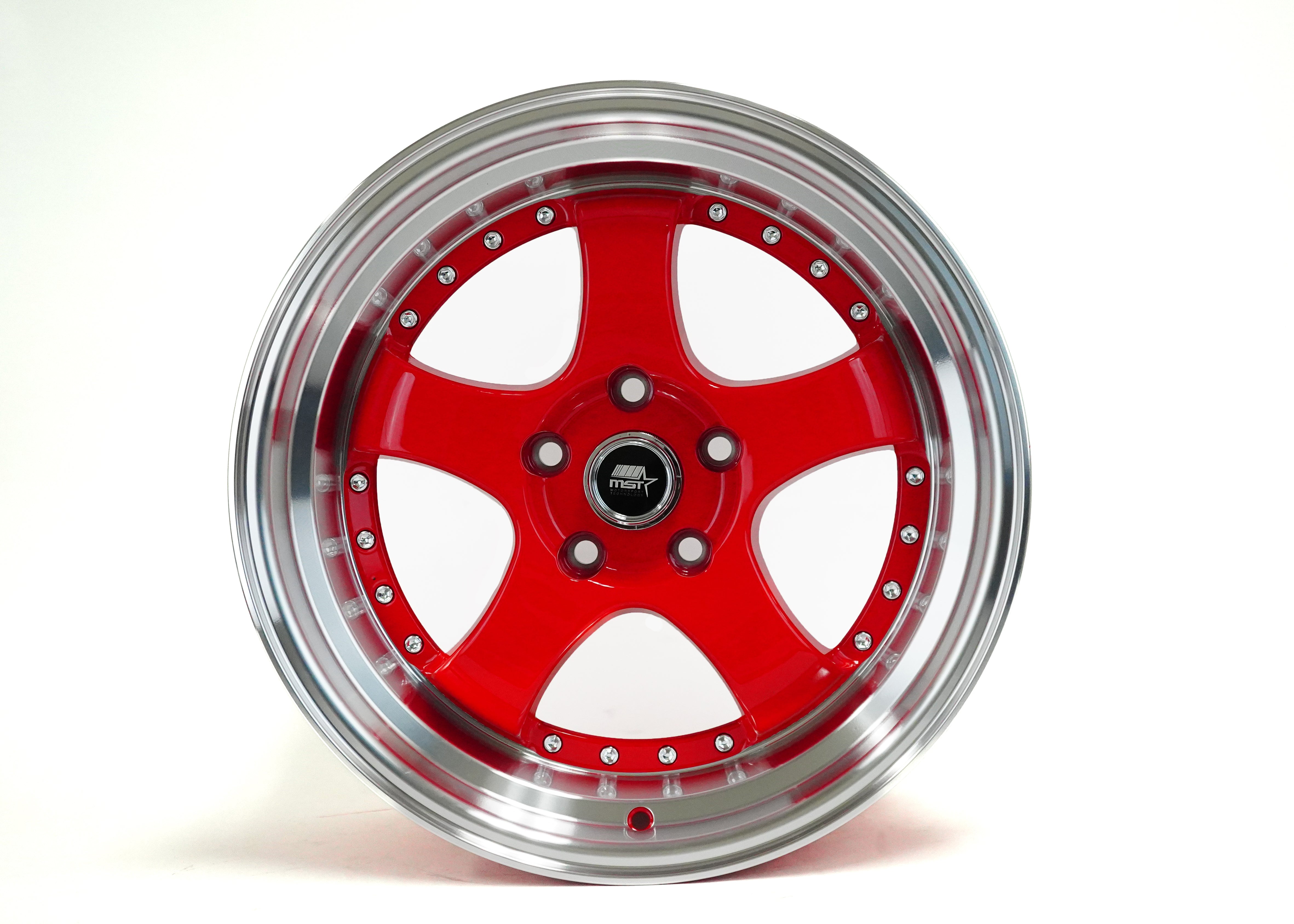 MT07 - Red w/Machined Lip - 17x9.0 5x114.3 Offset +20 – Jspec Wheels